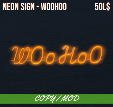 Second Life Marketplace - [Bits & Bytes] - Neon Sign - WooHoo
